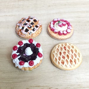 4 Pcs. Set Miniature Fruit Pie on Aluminum Tray,dollhouse Pie,miniature ...