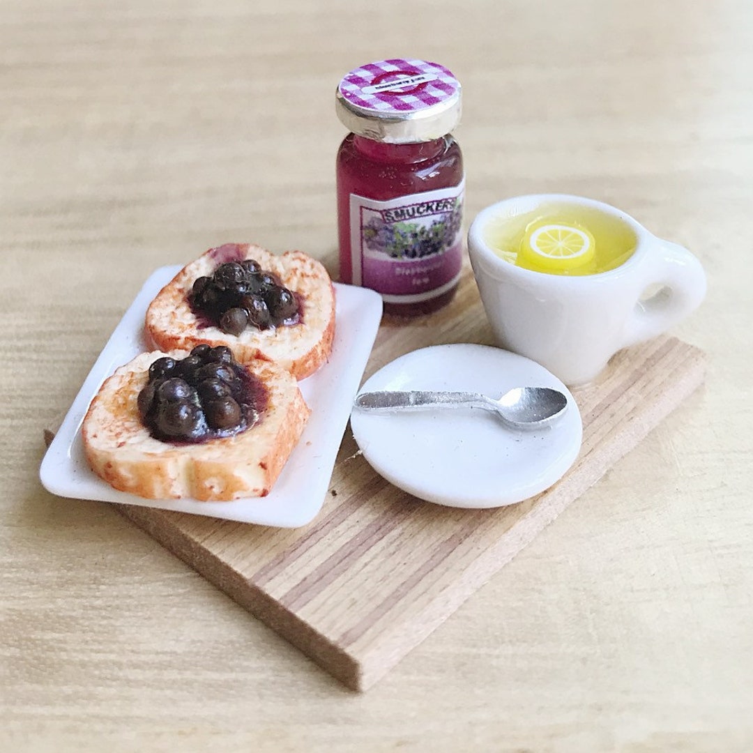Miniature Bakery Set on the Tray,miniature Toast,miniature Yam ...