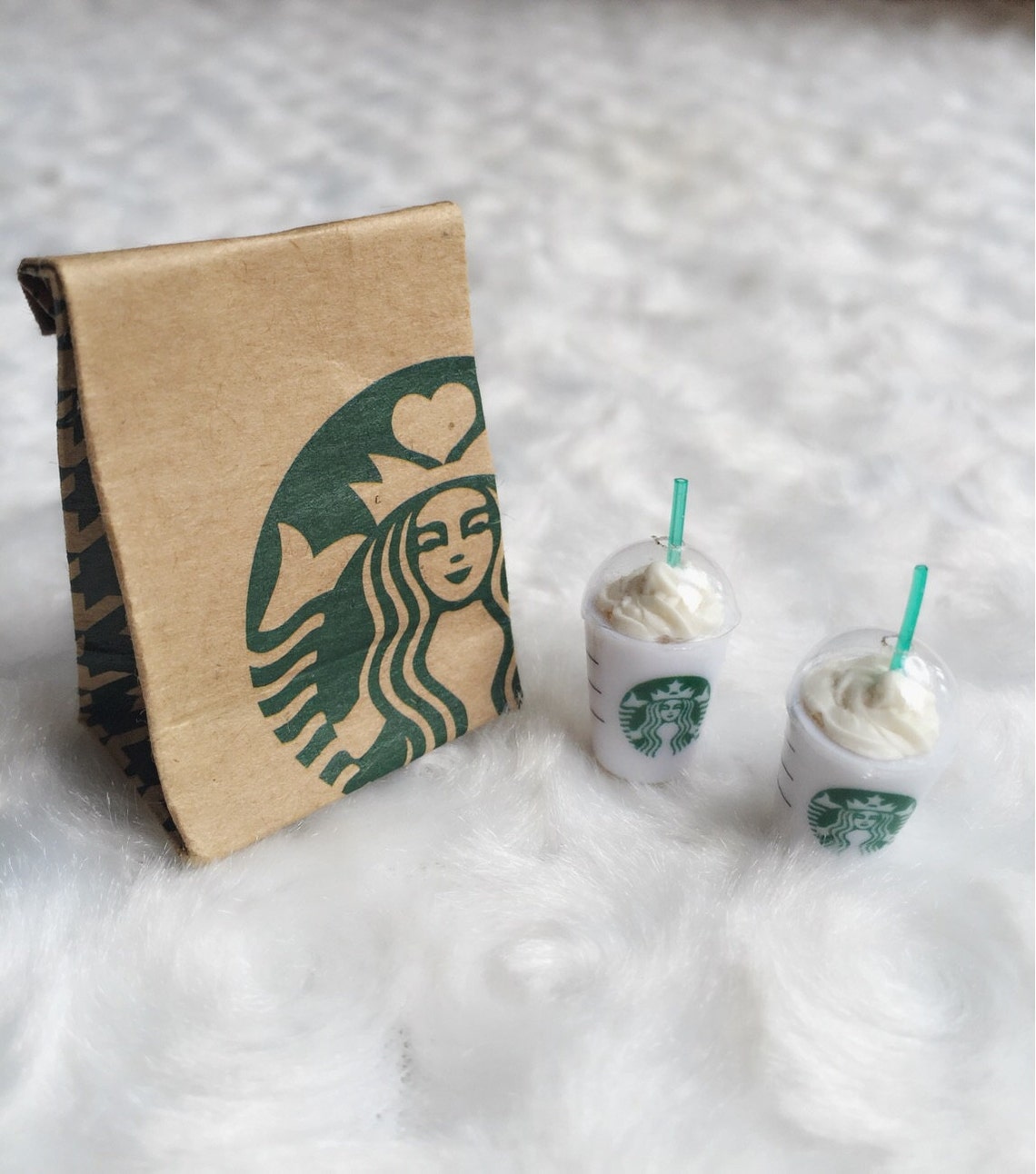 Miniature Starbuck Paper Bag and 2 pcs Ice Starbuck | Etsy