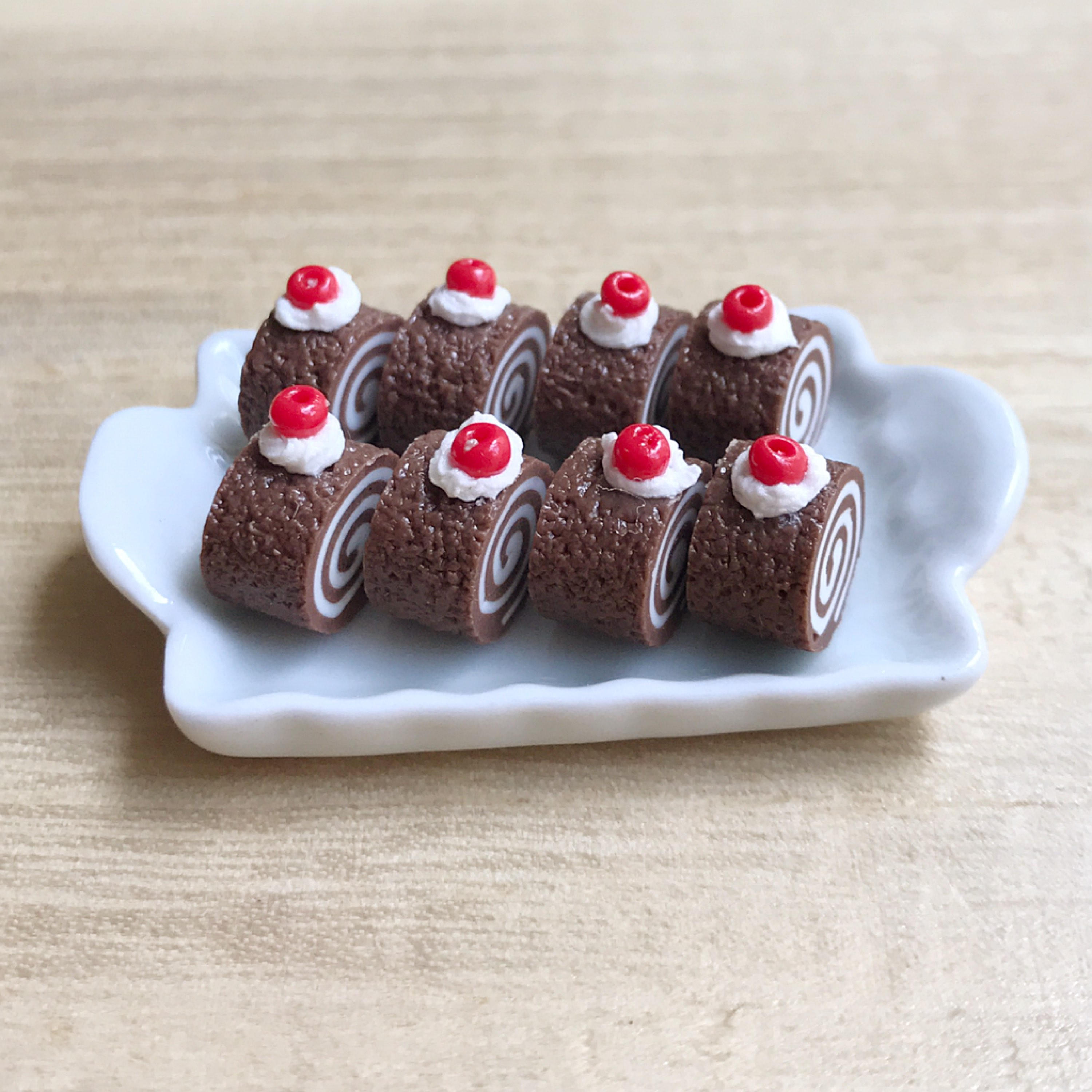 Miniature Cake Roll on Ceramic Trayminiature Cakesminiature | Etsy