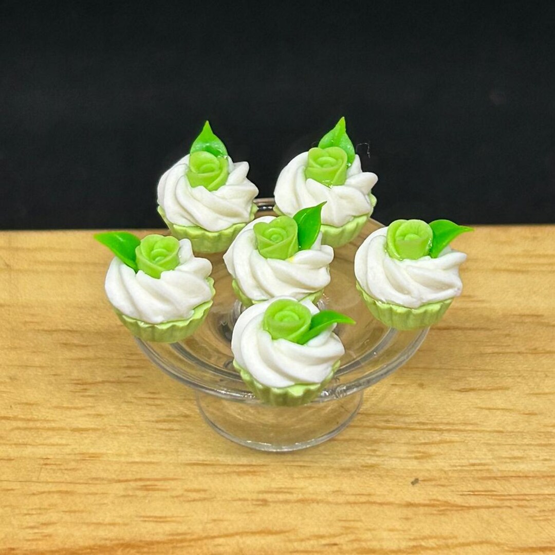 8 Pcs. Miniature Green Rose Cupcake,miniature Rose Cake,miniature ...