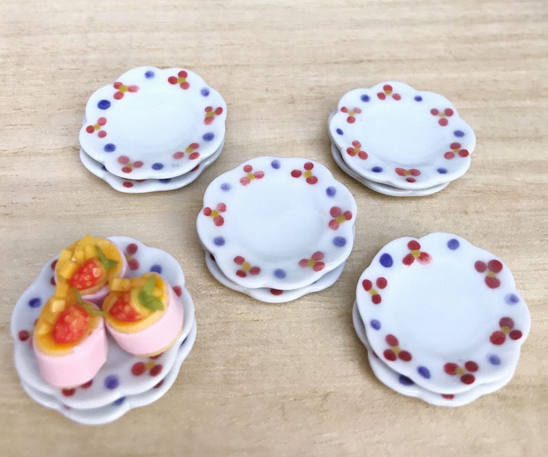 5 Pcs.miniature Plateceramic Plate Miniatureminiature Food - Etsy