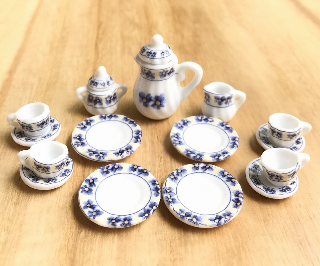 Miniature Tea Set, Dollhouse Tea Set,mini Tea Pot,miniature Coffee Set ...