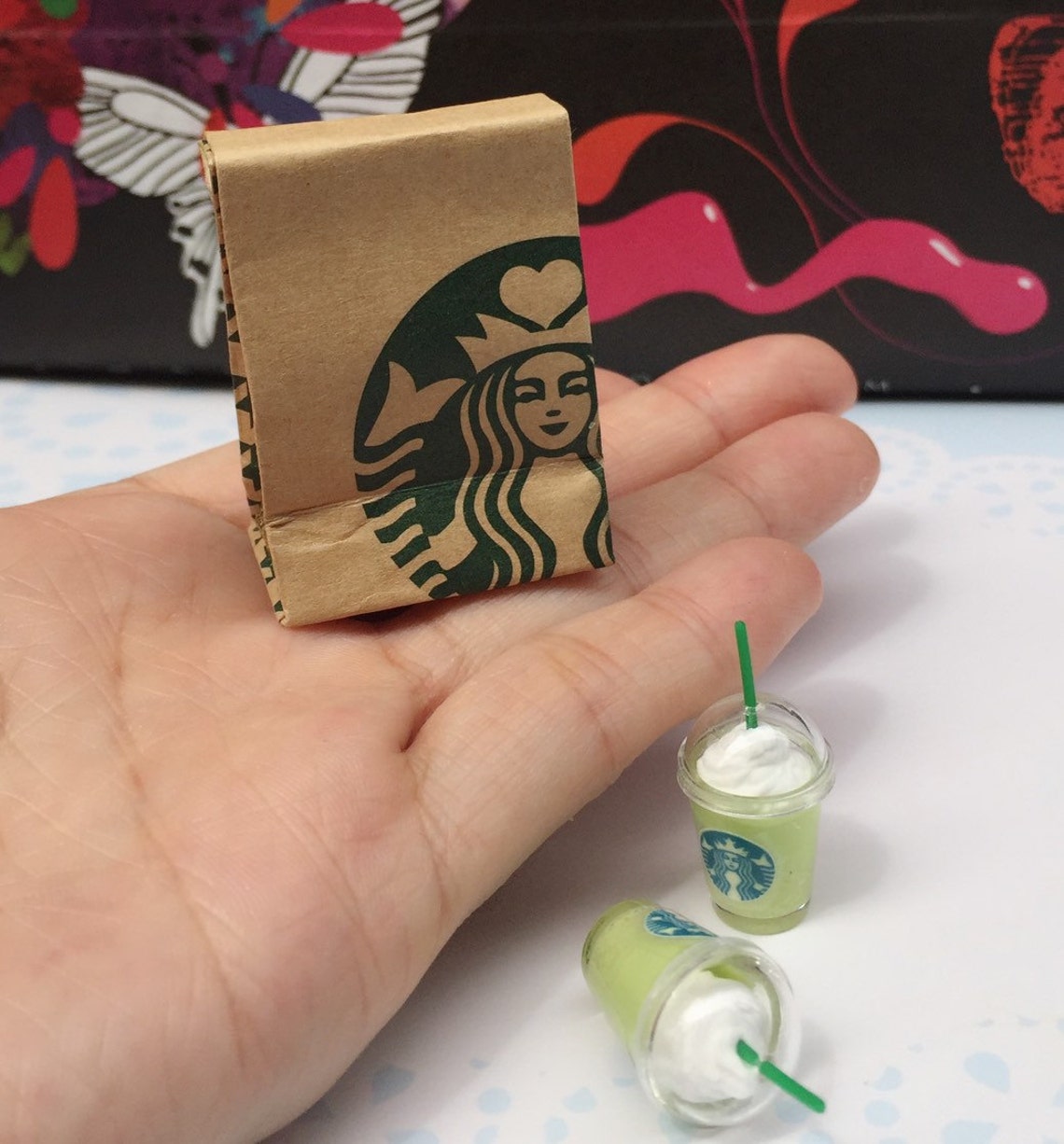 Miniature Starbuck Paper Bag and 2 pcs Ice Starbuck Green | Etsy