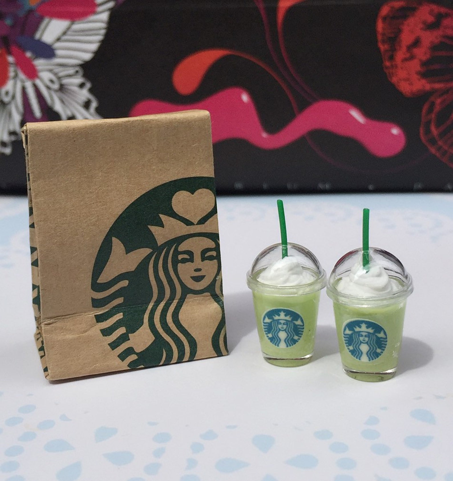 Miniature Starbuck Paper Bag and 2 pcs Ice Starbuck Green | Etsy