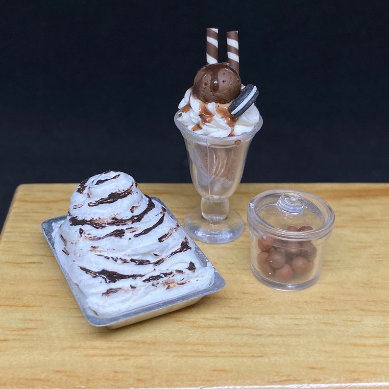 Miniature Chocolate Ice Cream With Toppings Setminiature - Etsy