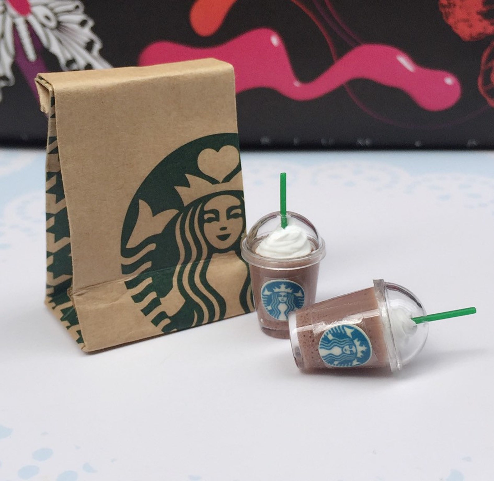Miniature Starbucks Paper Bag and 2 Pcs Ice Starbucks | Etsy