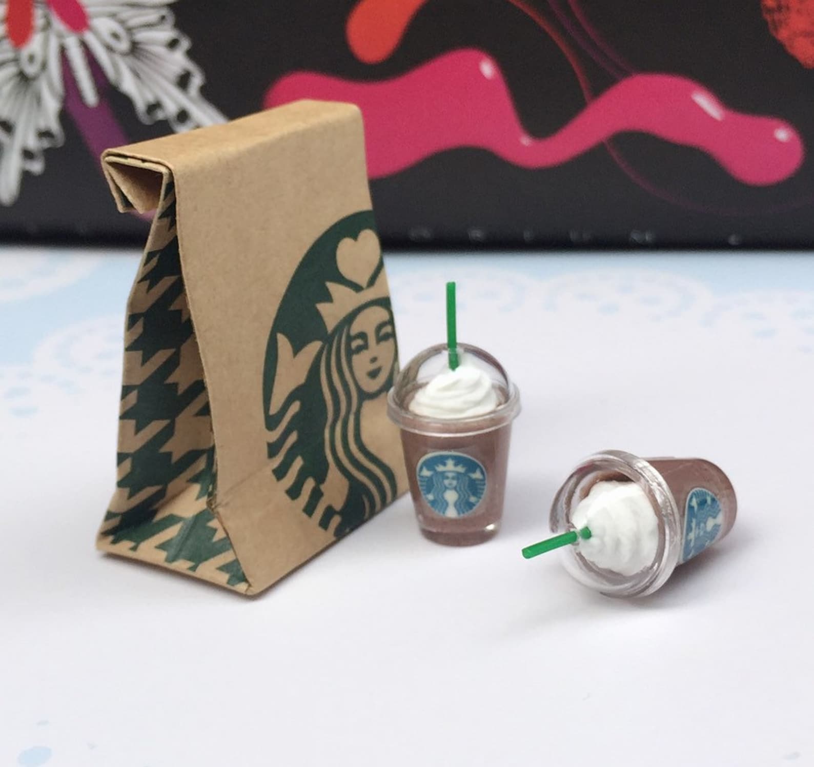 Miniature Starbucks Paper Bag and 2 Pcs Ice Starbucks | Etsy