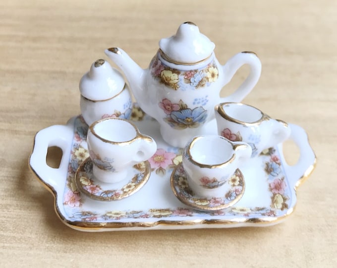 Miniature Tea Set, Dollhouse Tea Set,mini Tea Pot,miniature Coffee Set ...