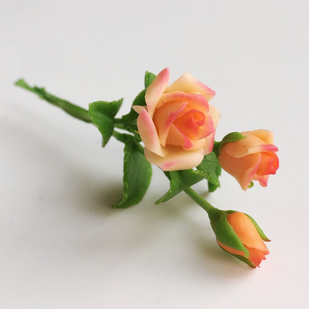 Miniature Flower,miniature Orange Rose,dollhouse Flower,miniature ...