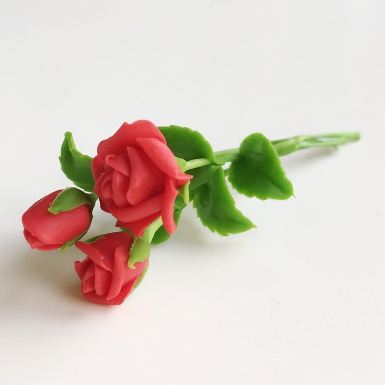 Miniature Flowerminiature Red Rosedollhouse Flowerminiature | Etsy