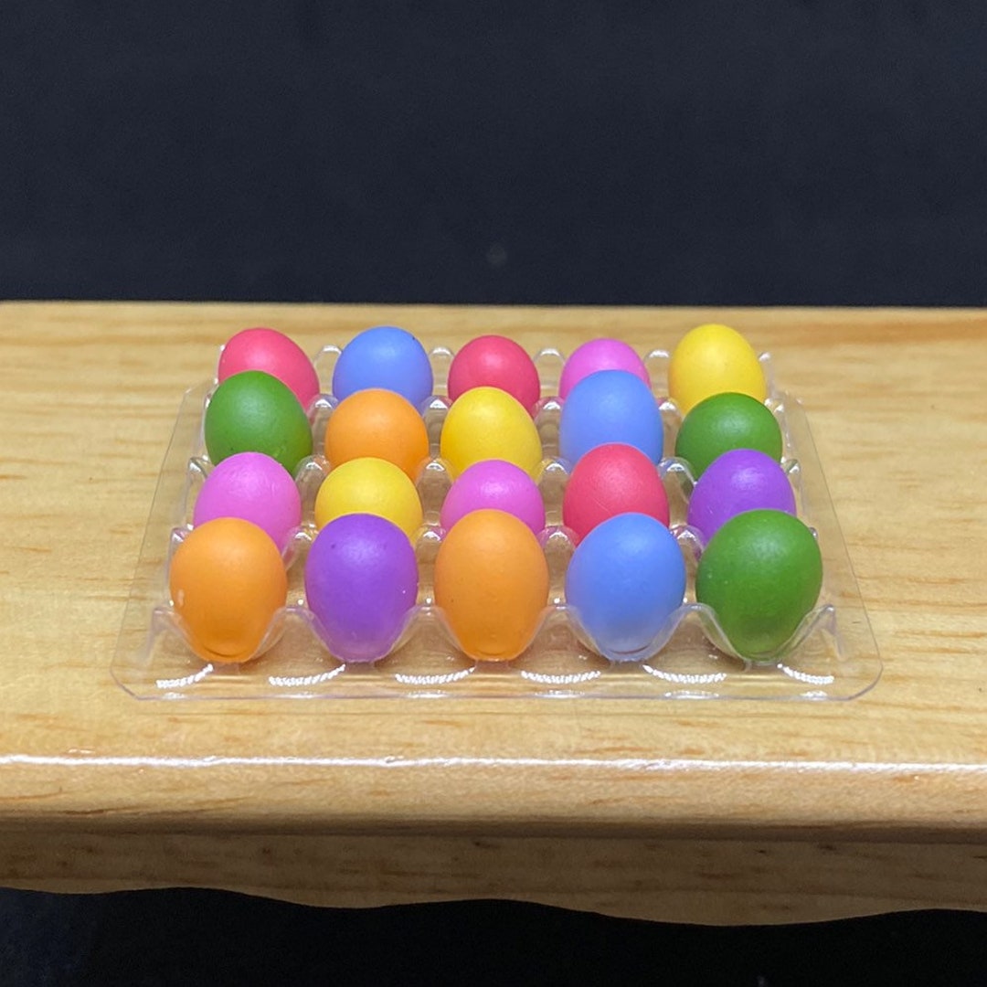 20pcs.mix Easter Eggs in Clear Plastic Eggtray,miniature Eggs,dollhouse ...