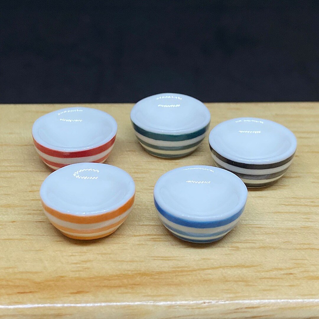 5 Mix Color Miniature Bowl Size Ss,mini Ceramic Bowl,miniature Food ...