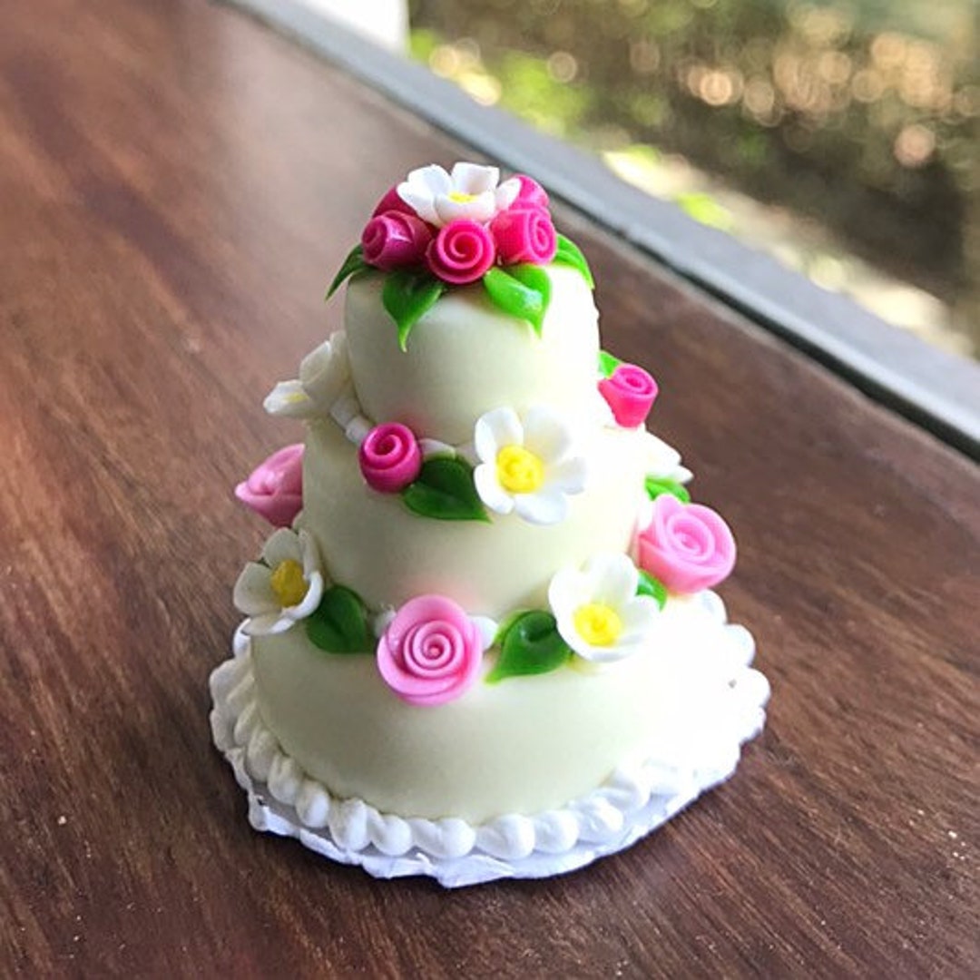 Miniature 3tier Wedding Cake,miniature Cakes,miniature Flower,wedding ...