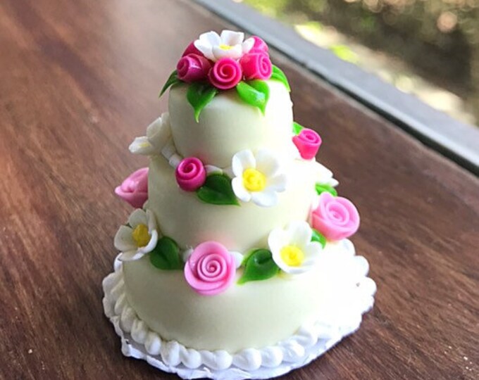 Miniature 3tier Wedding Cake,miniature Cakes,miniature Flower,wedding ...