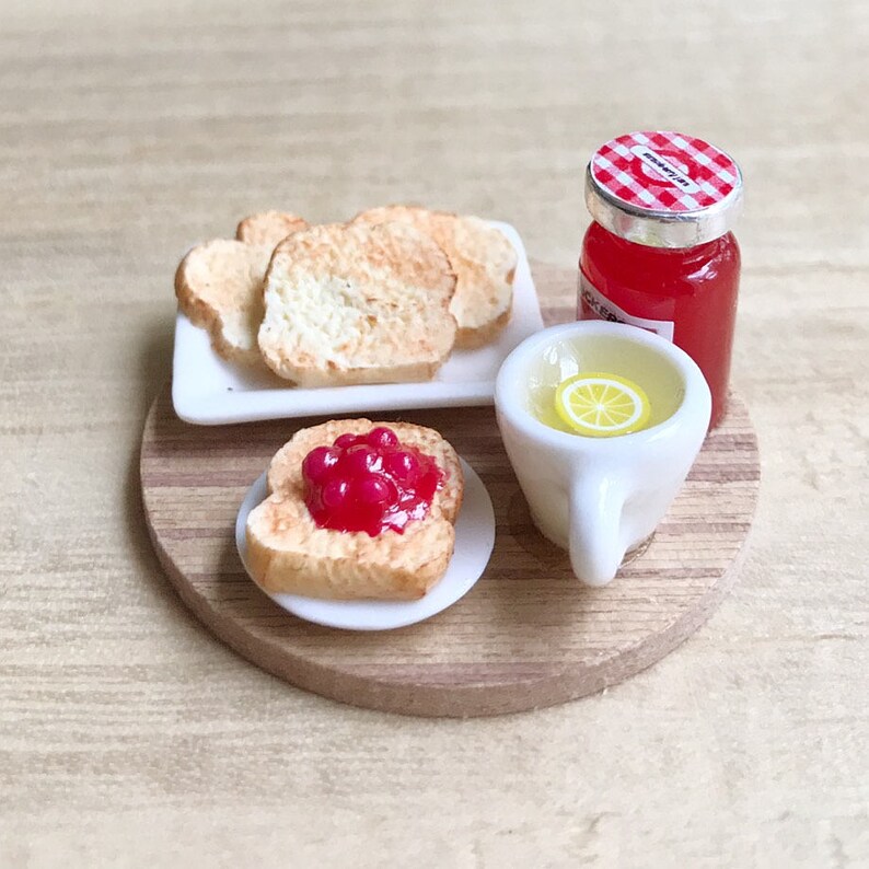 Miniature Bakery Set on the Tray,miniature Toast,miniature Yam ...
