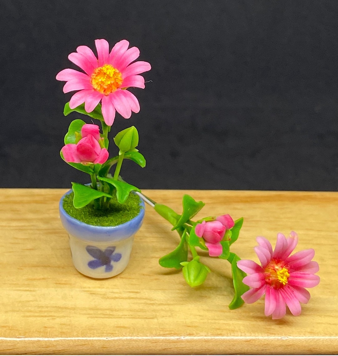 Miniature Flower,miniature Flower Pot,miniature Gerbera,dollhouse ...