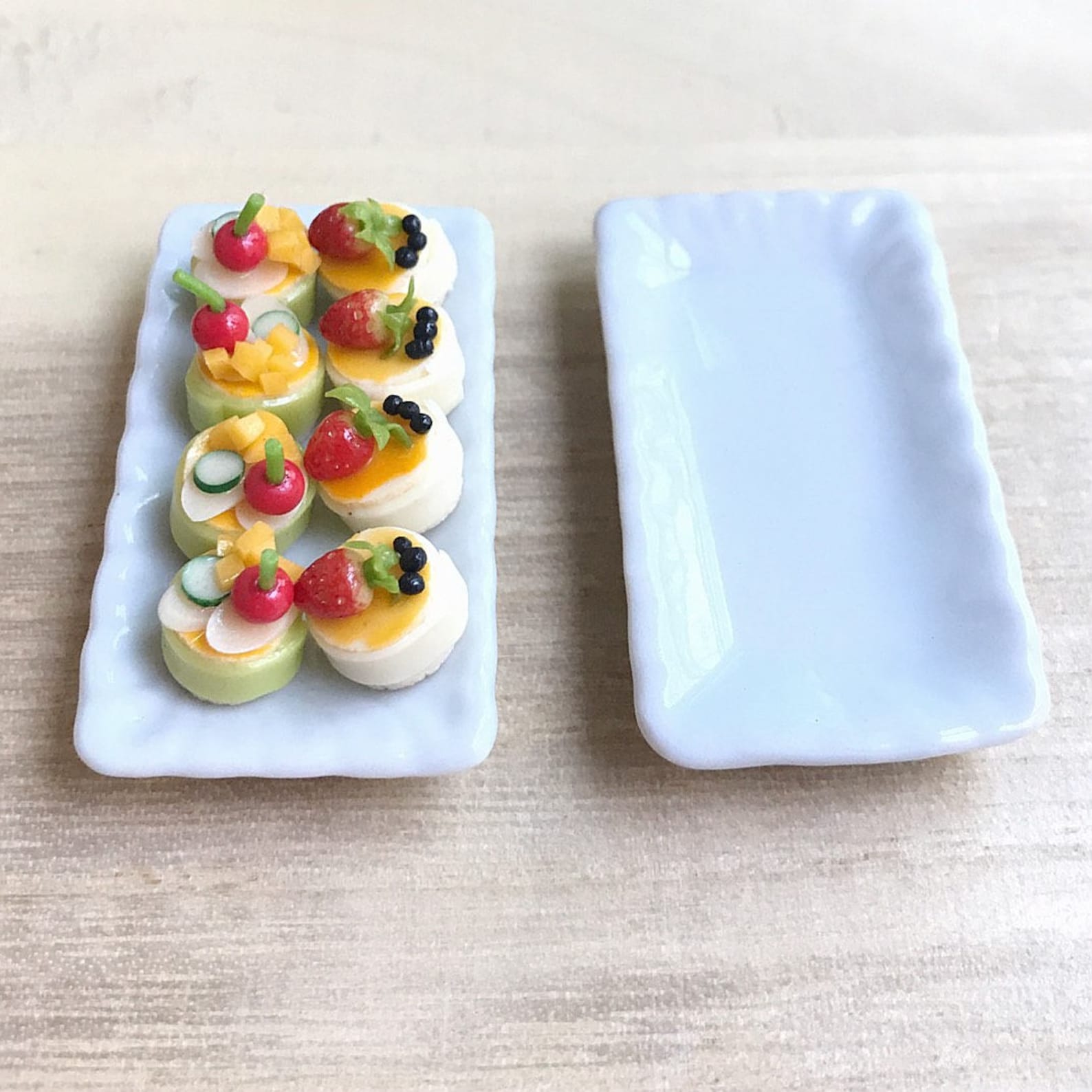 2pcs.miniature Ceramic Tray Miniature Trayminiature Food - Etsy