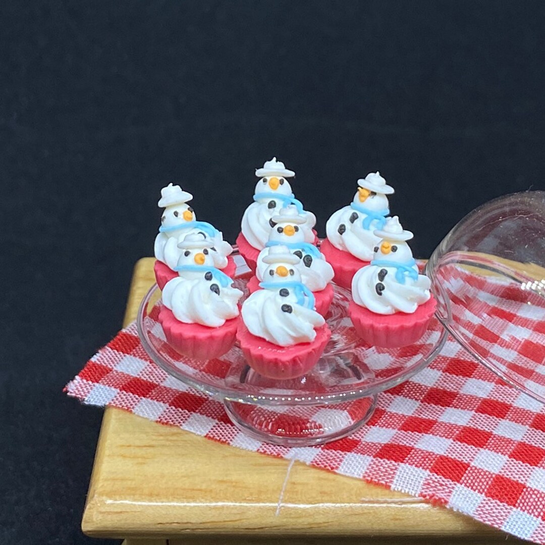 5 Pcs.miniature Snowman Cupcakes,miniature Christmas Cake,miniature ...