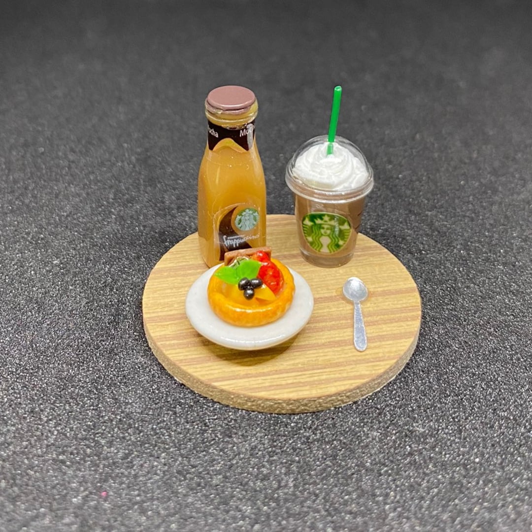 Miniature Ice Chocolate Starbucks With Fruit Tart,miniature Coffees ...