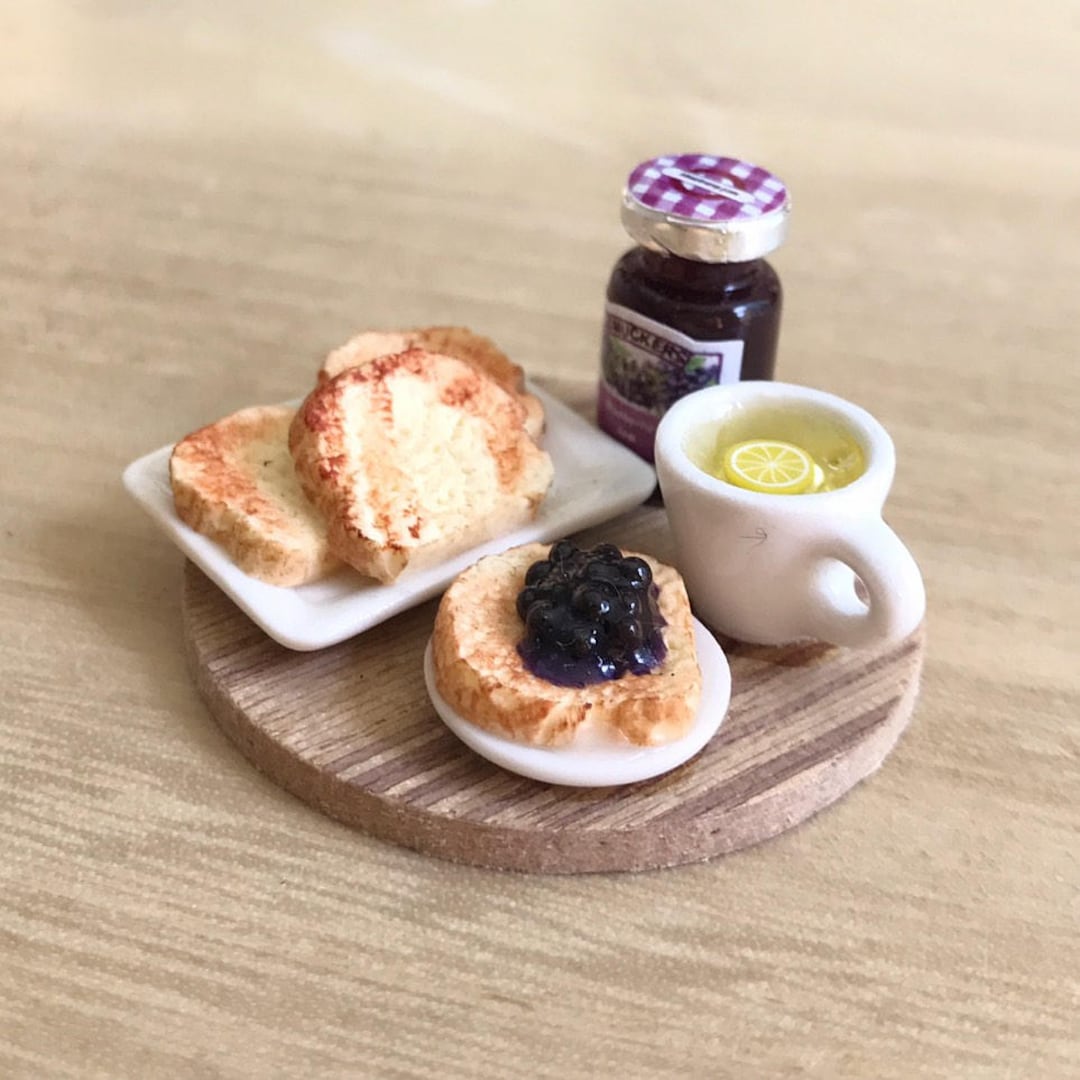 Miniature Bakery Set on the Tray,miniature Toast,miniature Yam ...