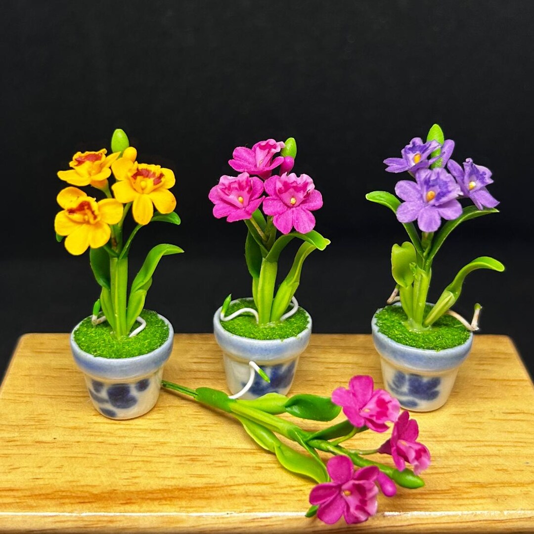 Miniature Flower,miniature Flower Pot,miniature Orchid,dollhouse Flower ...