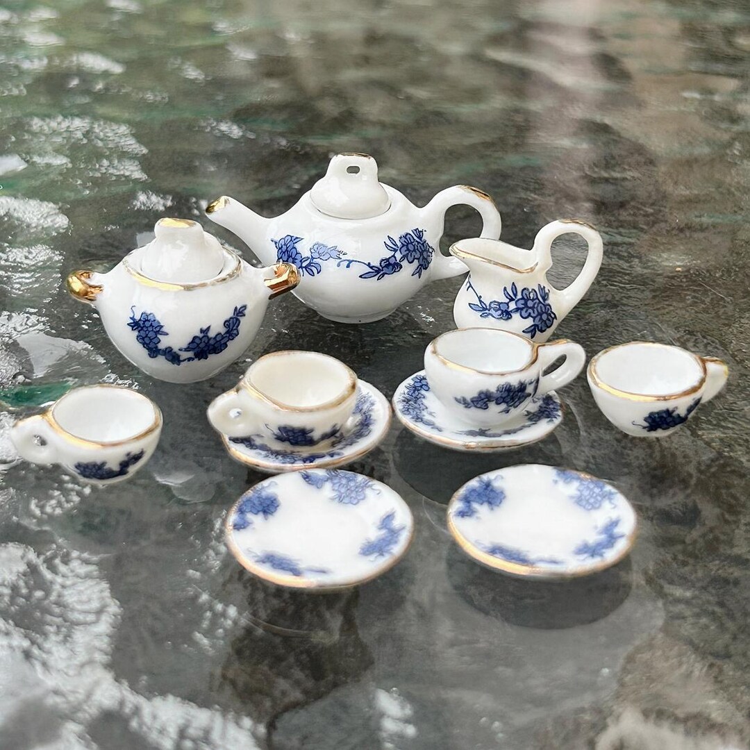 Miniature Tea Set, Dollhouse Tea Set,mini Tea Pot,miniature Coffee Set ...