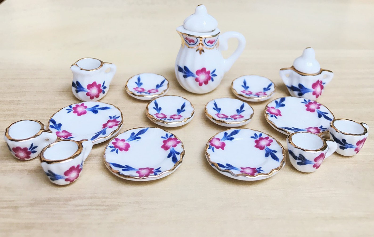 Miniature Tea Set, Dollhouse Tea Set,mini Tea Pot,miniature Coffee Set ...