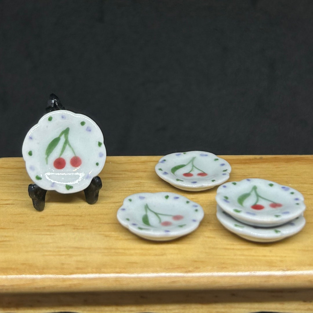 5 Pcs.miniature Ceramic Plate Set,miniature Tray,dollhouse Plate ...