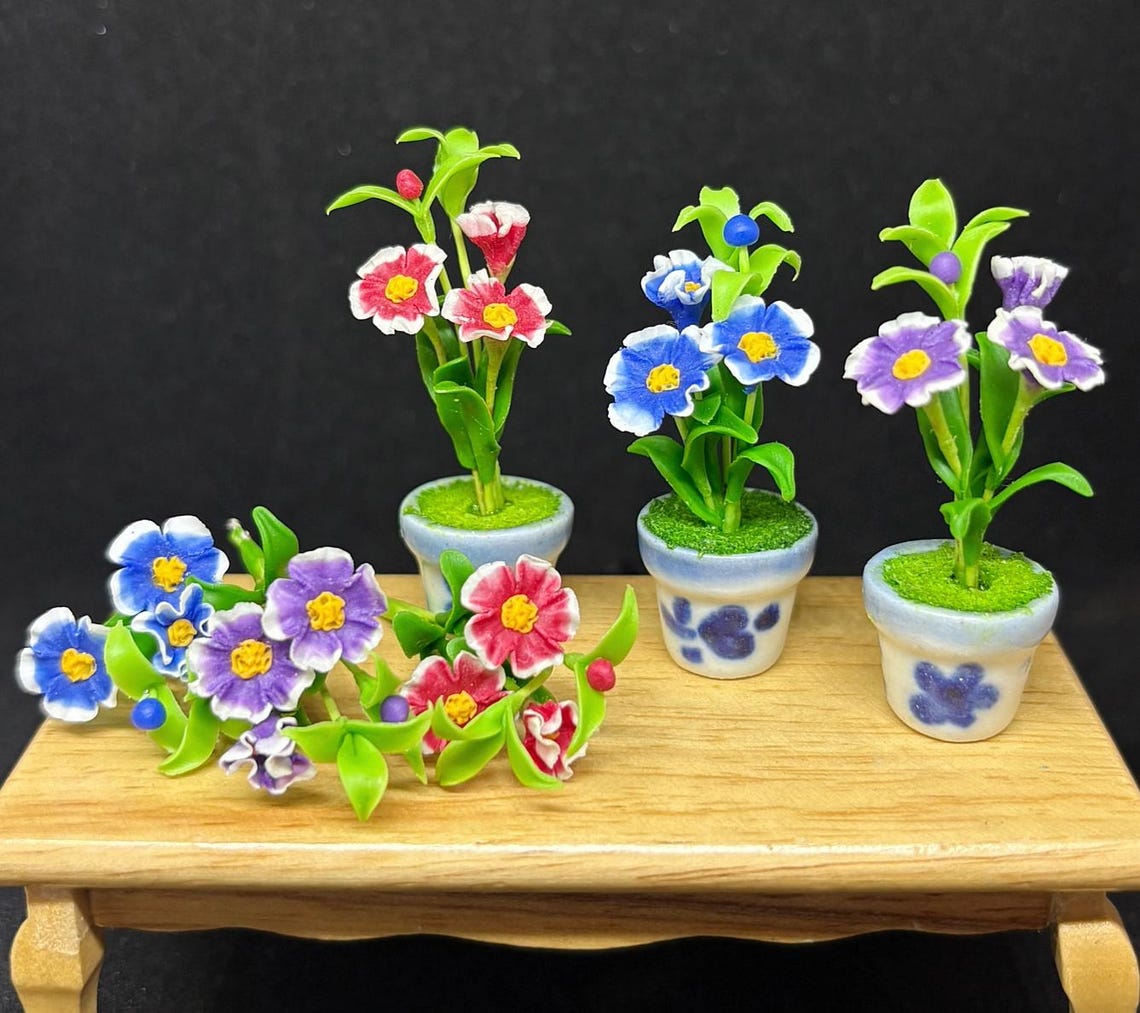 Miniature Flower,miniature Flower Pot,miniature Vase,dollhouse Flower ...