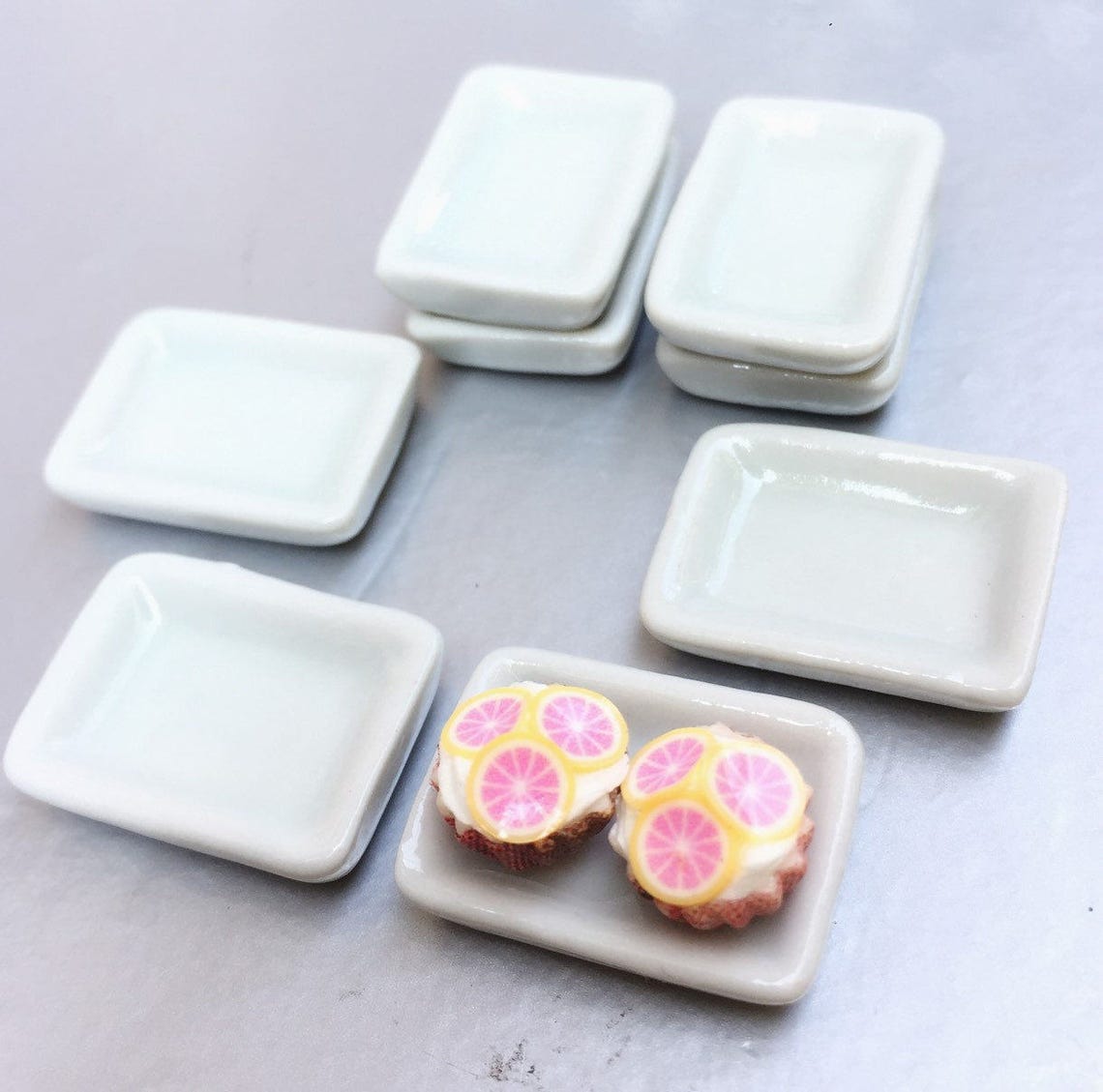 5 Miniature Ceramic Plateminiature Food Platedollhouse - Etsy