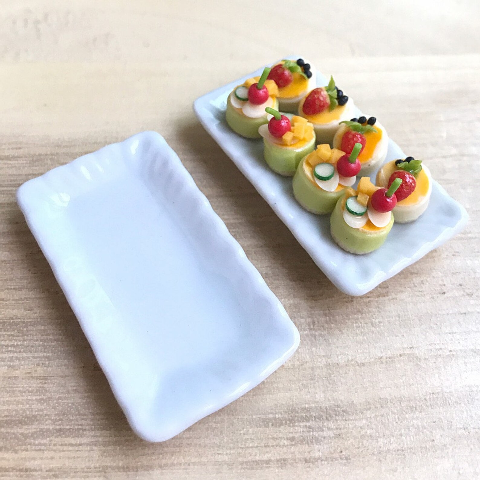 2pcs.miniature Ceramic Tray Miniature Trayminiature Food - Etsy