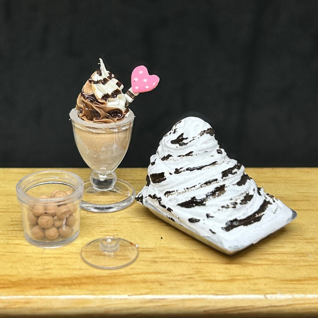 Miniature Chocolate Ice Cream With Toppings Set,miniature Sweets ...