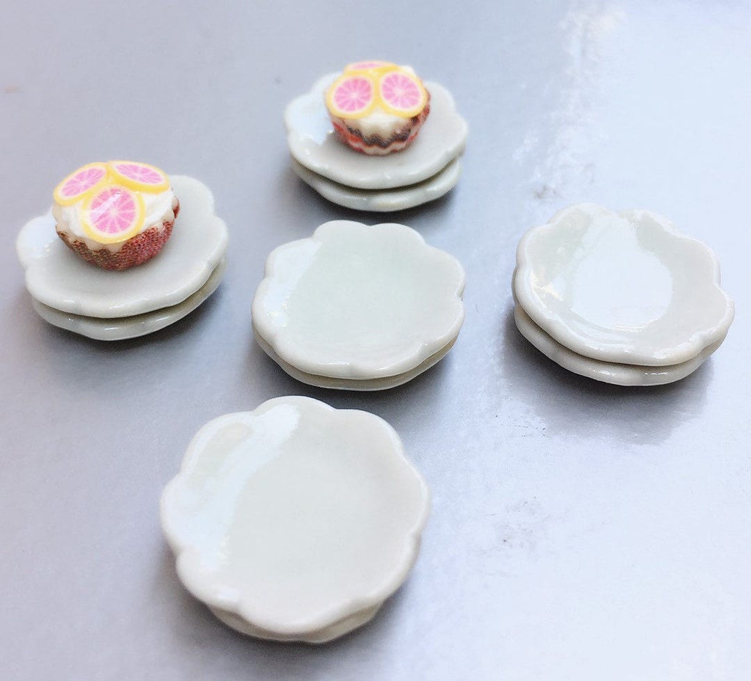 5 Miniature Ceramic Plate,miniature Food Plate,dollhouse Plate ...