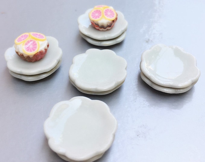 5 Miniature Ceramic Plate,miniature Food Plate,dollhouse Plate ...