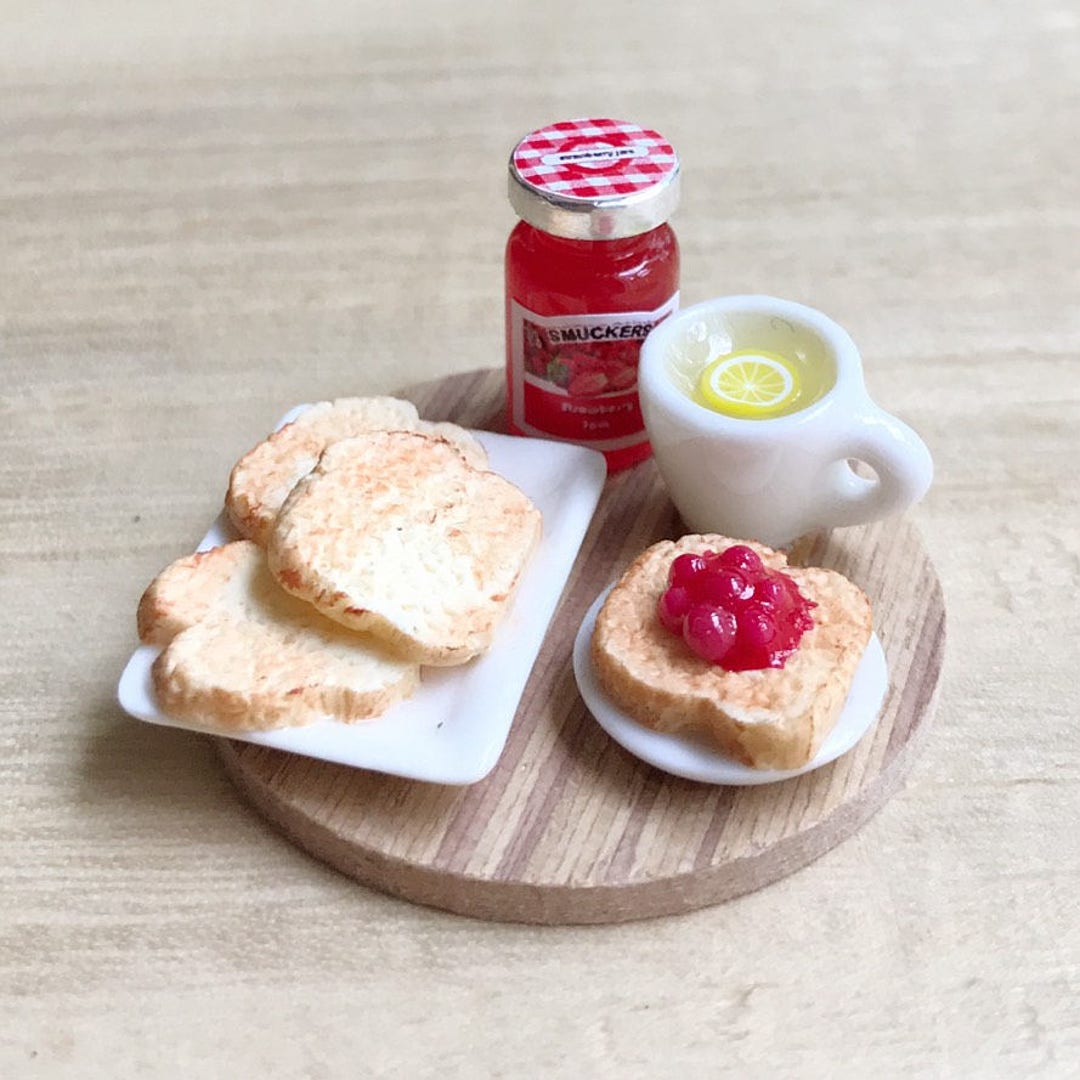 Miniature Bakery Set on the Tray,miniature Toast,miniature Yam ...