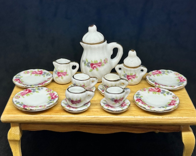Miniature Tea Set, Dollhouse Tea Set,mini Tea Pot,miniature Coffee Set ...