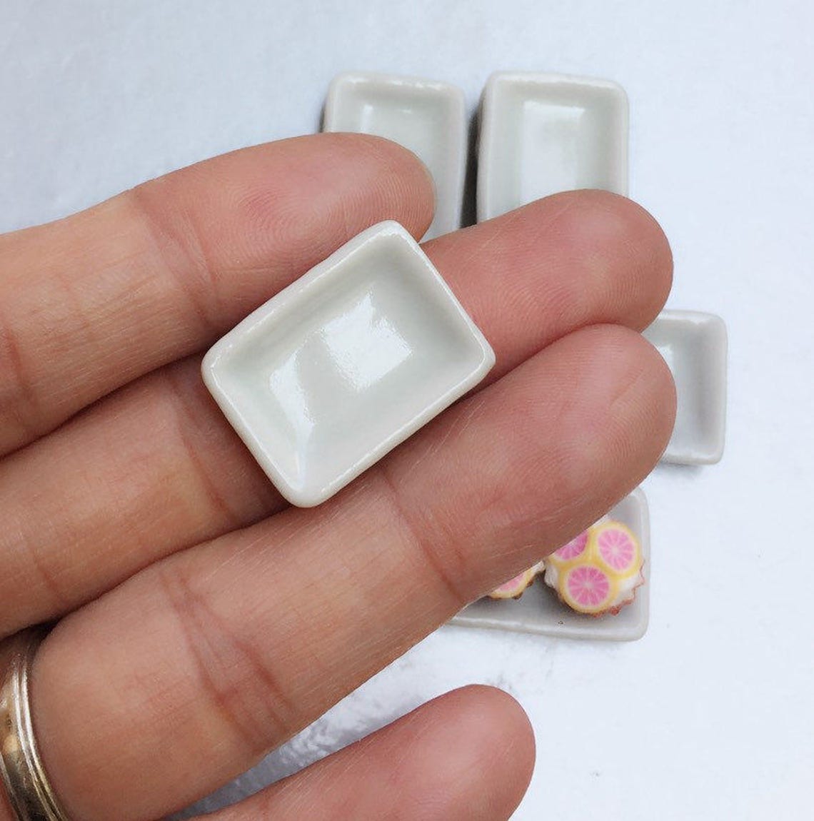 5 Miniature Ceramic Plateminiature Food Platedollhouse - Etsy