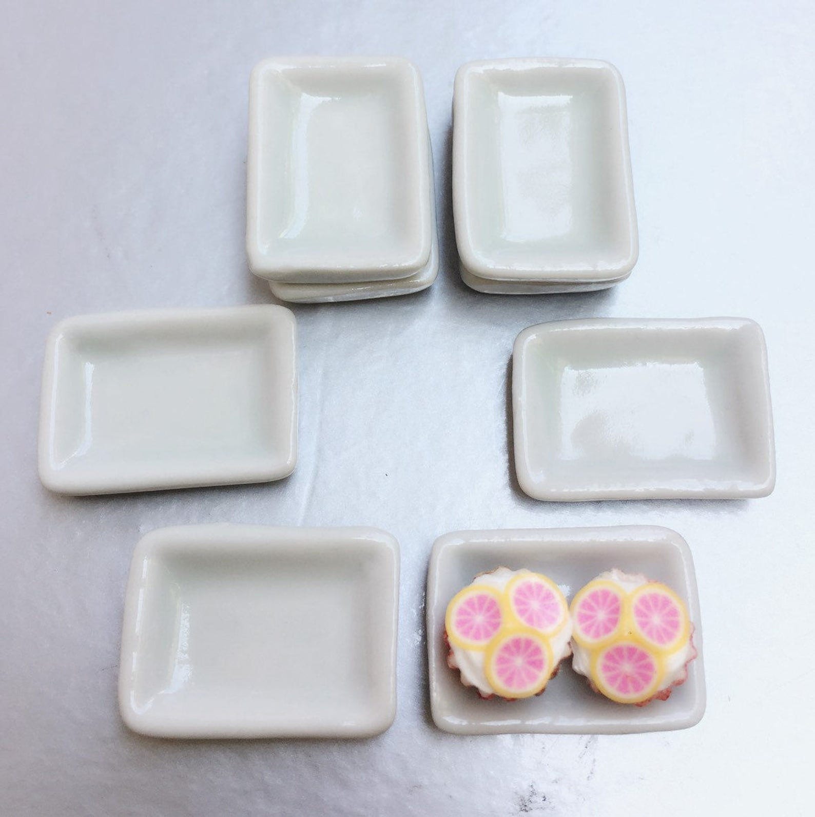 5 Miniature Ceramic Plateminiature Food Platedollhouse - Etsy