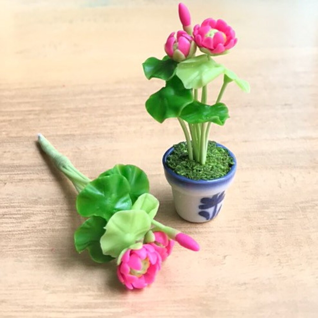 Miniature Lotus,miniature Flower Pot,miniature Vase,dollhouse Flower ...