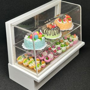 Miniature Cakes and Bakery Wooden Cabinet,dollhouse Bakery Showcase ...