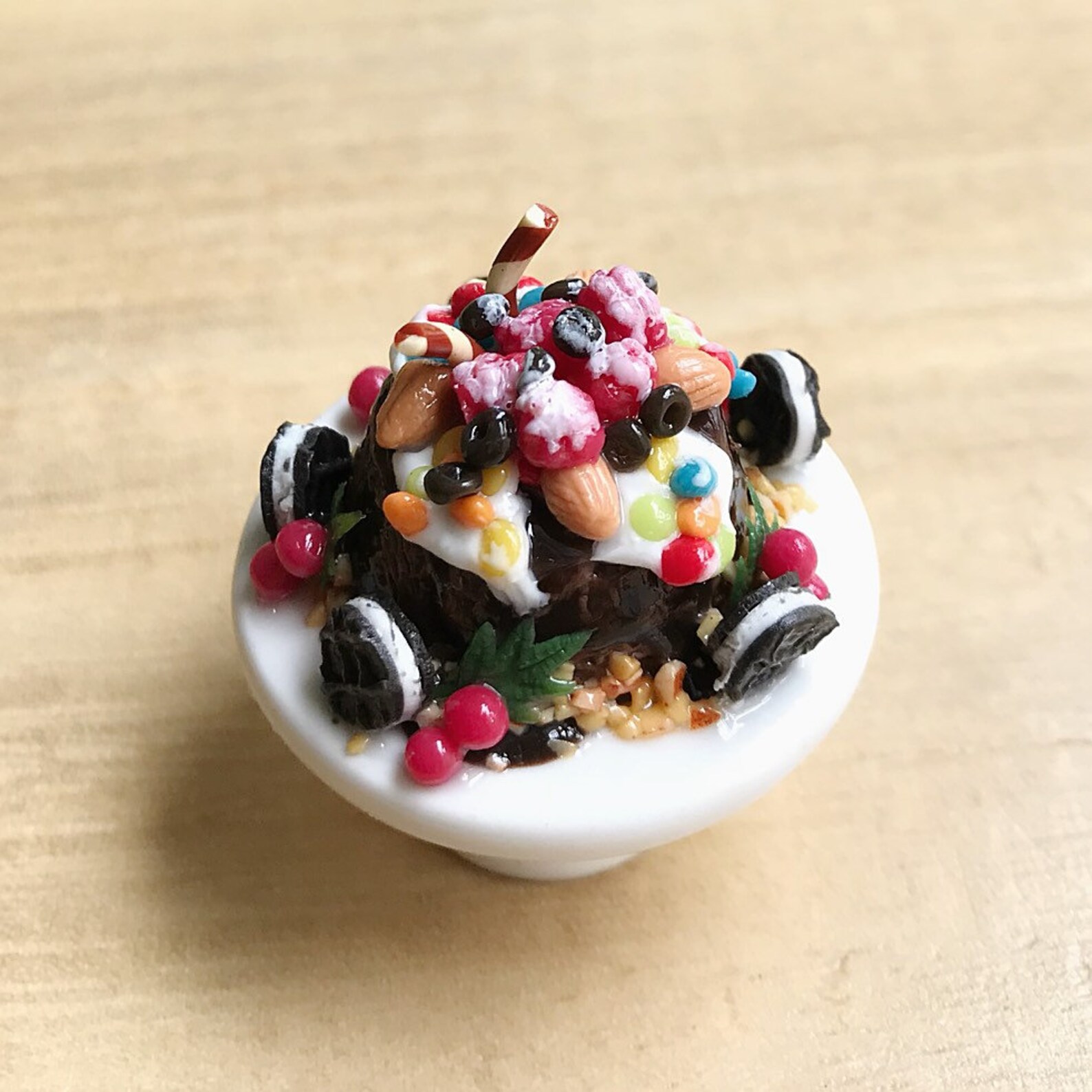 Miniature Chocolate and Fruit Cake on Ceramic Tray,miniature Sweet ...