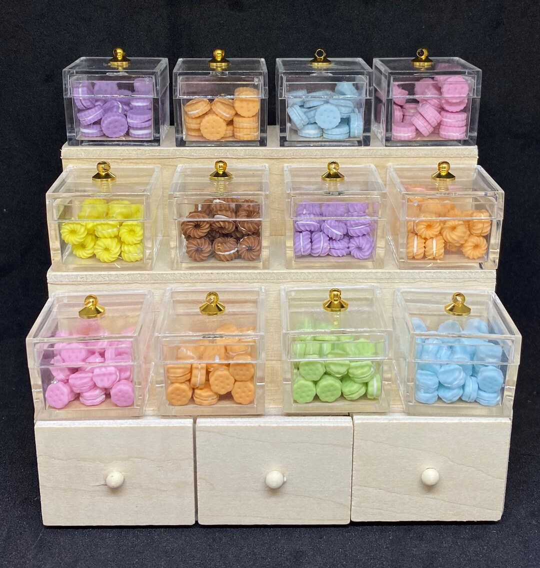 Miniature Wooden Stand With Mix Cookies Miniature Bakery Display ...
