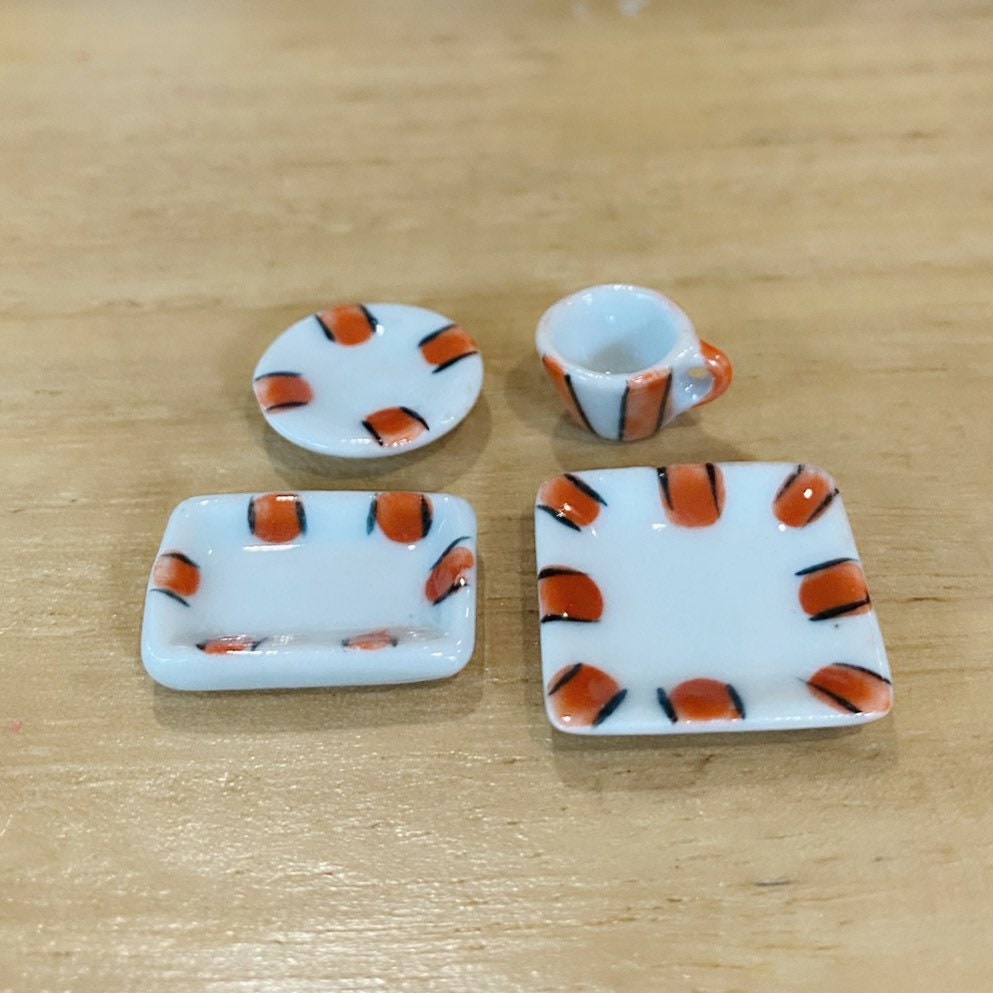 4 pcs.setMiniature Plate,Miniature Cup,Miniature Ceramic Plate ...