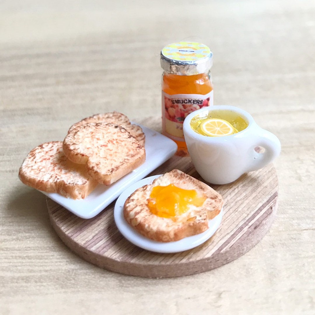 Miniature Bakery Set on the Tray,miniature Toast,miniature Yam ...
