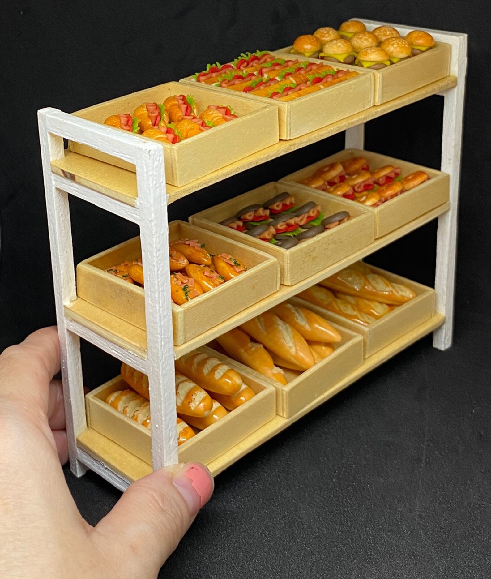 Miniature Bakery on Wooden Stand,miniature Display,miniature Hamburger ...