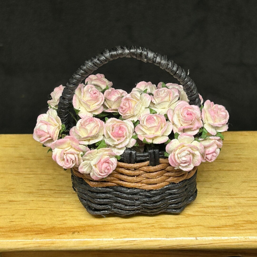Miniature Mulberry Paper Rose in Basket,miniature Paper Rose Flower ...