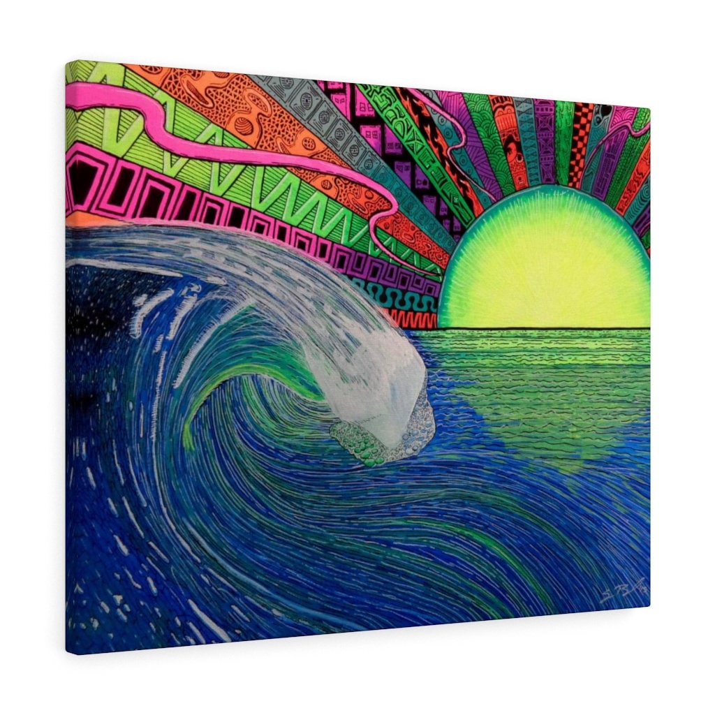 Big Wave Sunset Canvas - Surf Art, Surf, Waves, Trippy, Psychedelic ...