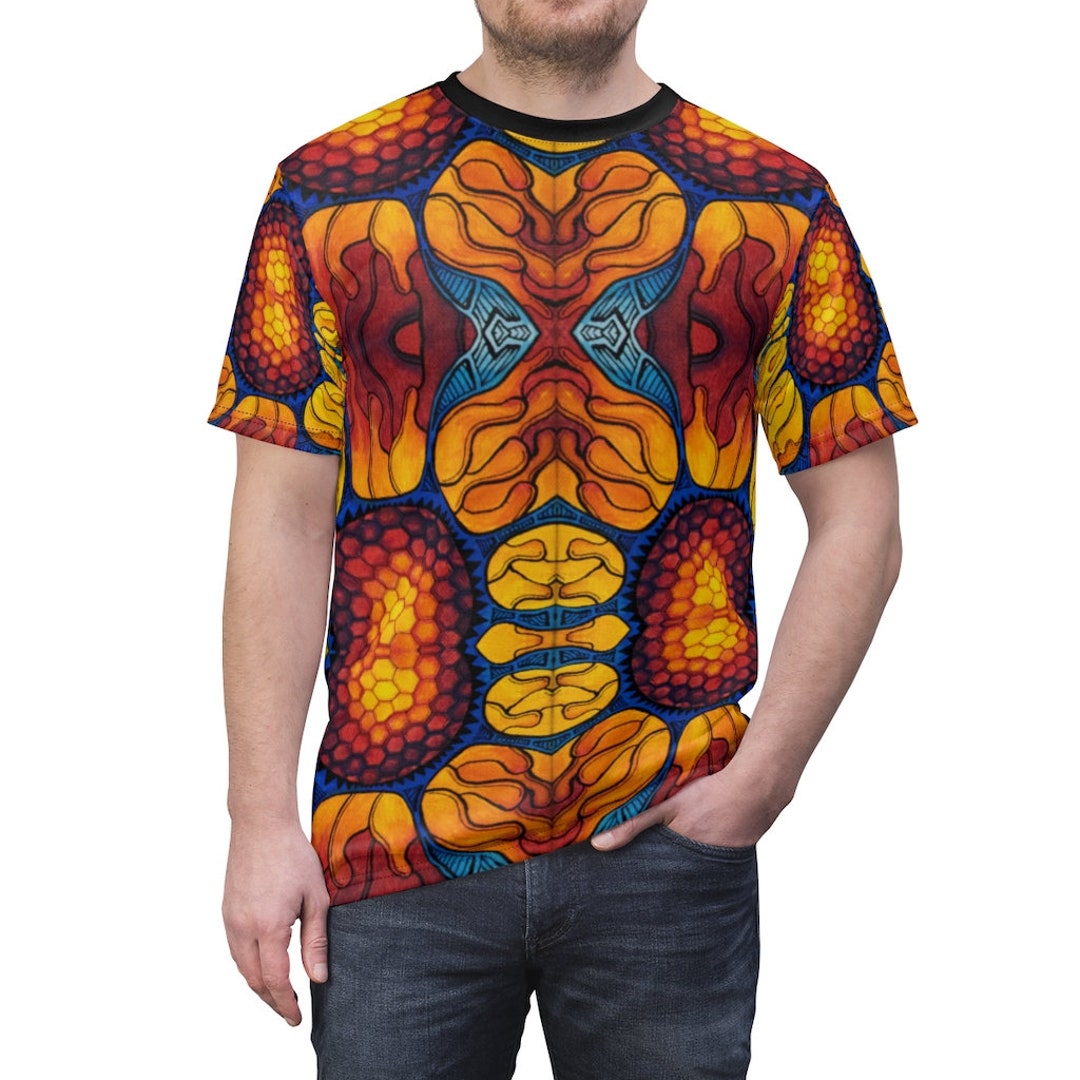 Trippy Red Yellow Orange Blue All Over Print T Shirt - Psychedelic ...