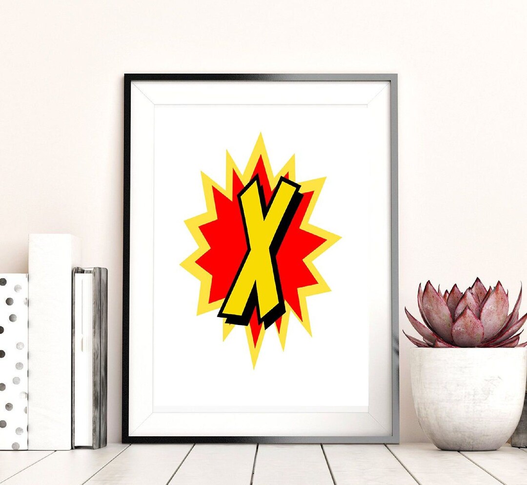 Comic Book Letter X, Printable Wall Art, Inspirational Quotes ...